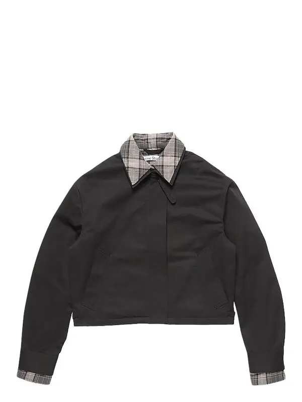 Acne Studios Check Trim Cotton Jacket - Black