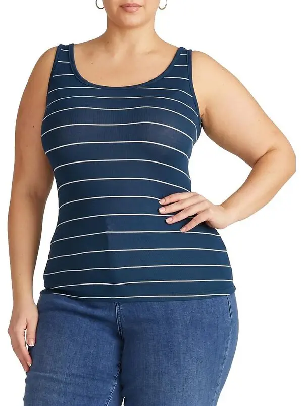 Universal Standard Cloud Rib Tank - Teal/white Microstripe