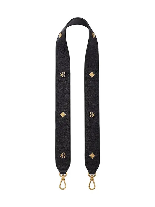 Mcm Pina Shoulder Strap In Studded Calfskin - Black