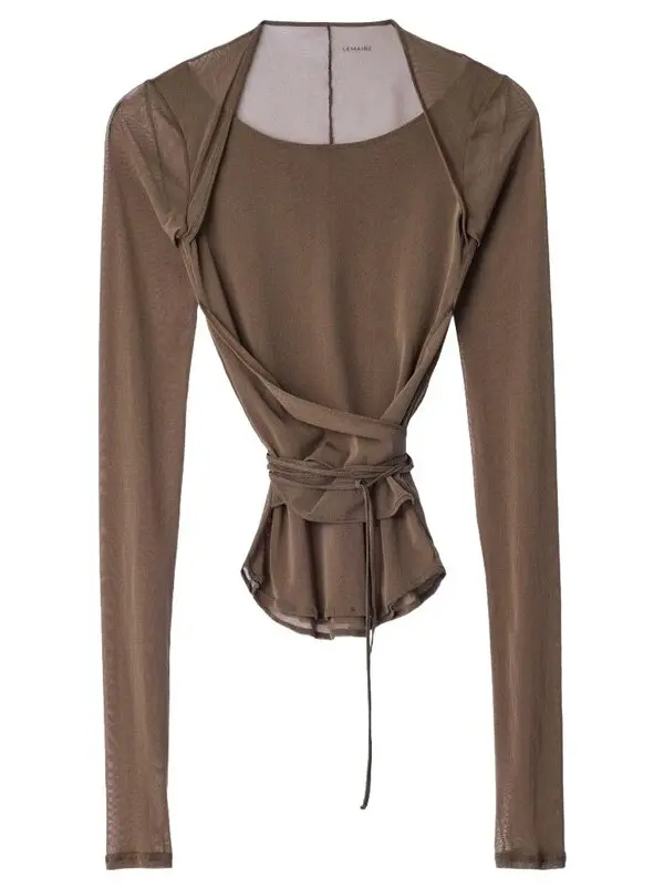 LEMAIRE Ballerina Knotted Long Sleeve Top - Brown
