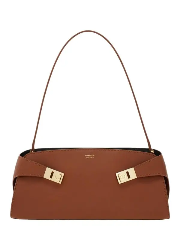 FERRAGAMO Hug E/w Leather Shoulder Bag - Brown