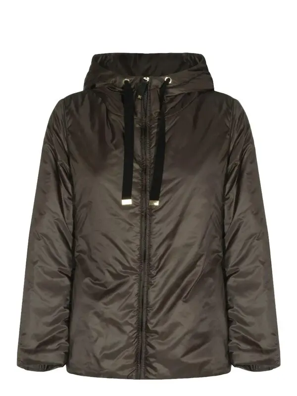 Max Mara Nylon Padded Blouson Jacket With Drawstring Hood And Zip Fastening - Green
