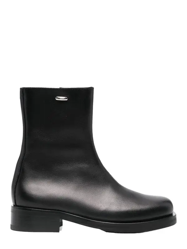 Our Legacy Camion Leather Square Toe Zip Up Boots - Black