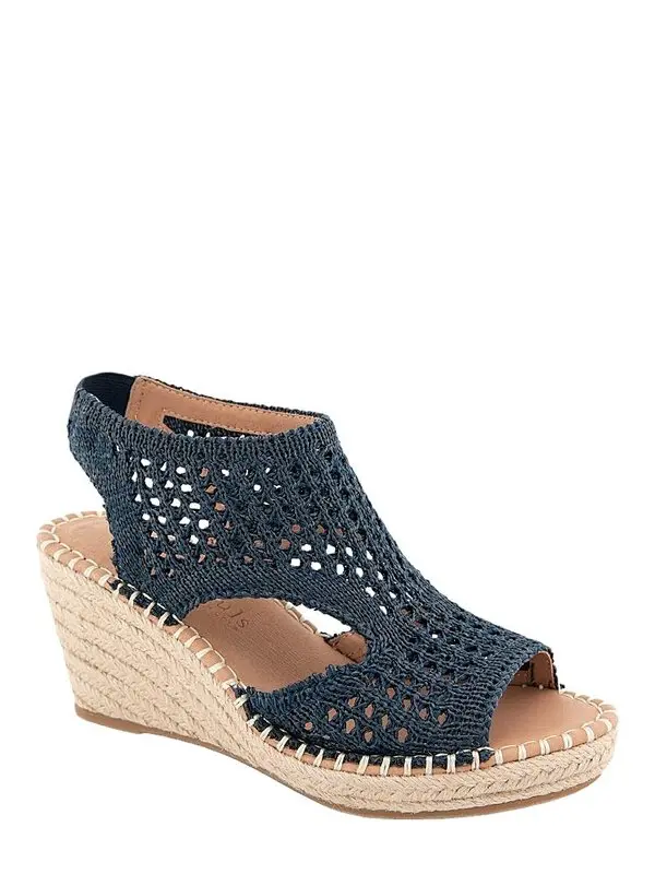 KENNETH COLE Cody Raffia Knit Espadrille Sandals - Navy Knit