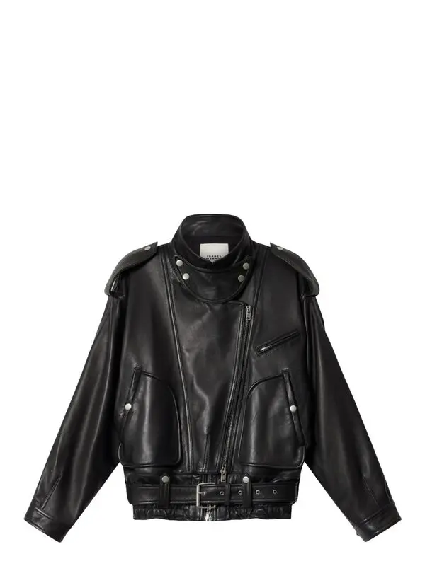 Isabel Marant Étoile Farza Leather Biker Jacket - Black