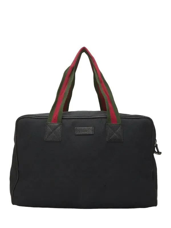 Gucci Gg Canvas Soft Web Duffle Bag - Black