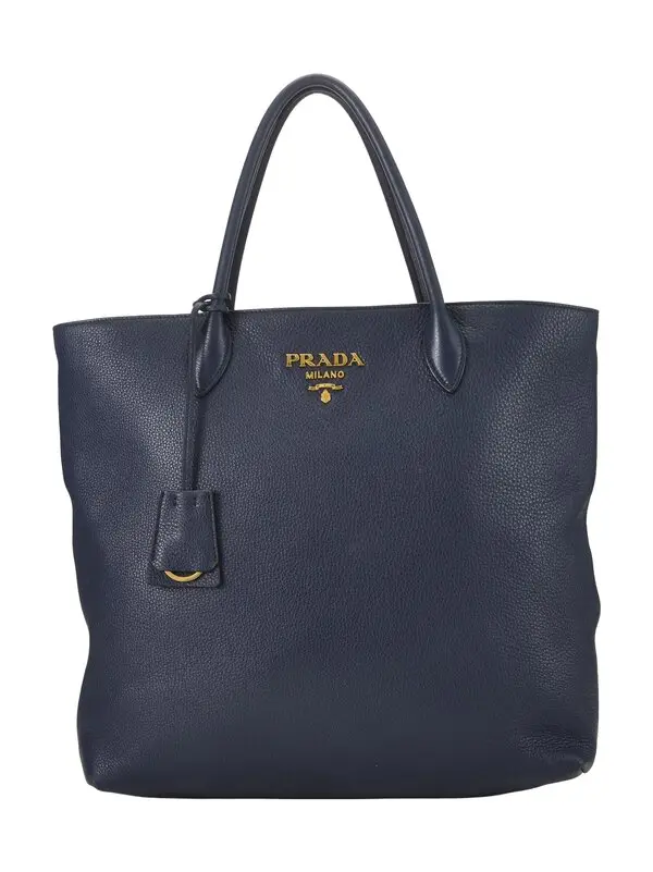 Prada Vitello Daino Convertible Tote - Navy