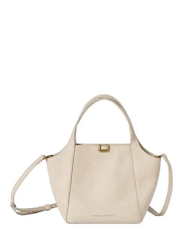 Brunello Cucinelli Sartorial Small Bucket Bag In Soft Grained Leather - Ivory