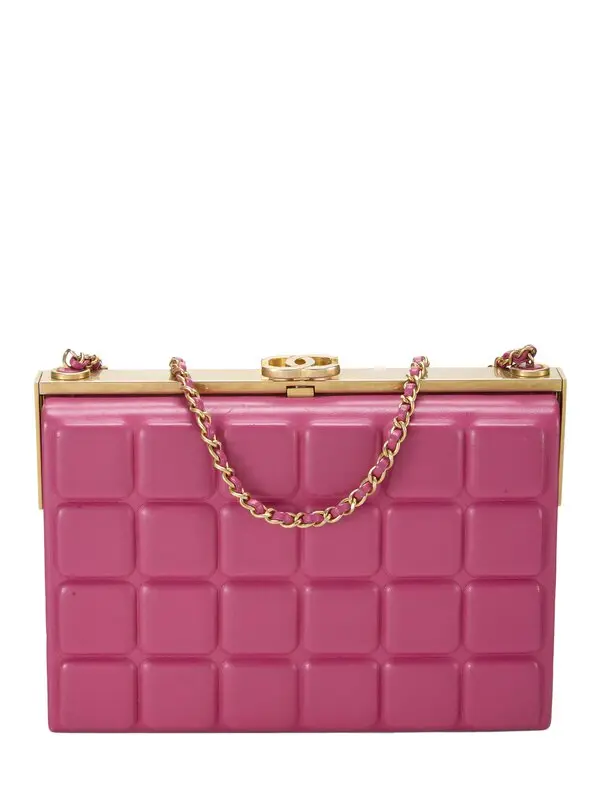 Chanel Lambskin Leather Chocolate Bar Clutch - Pink