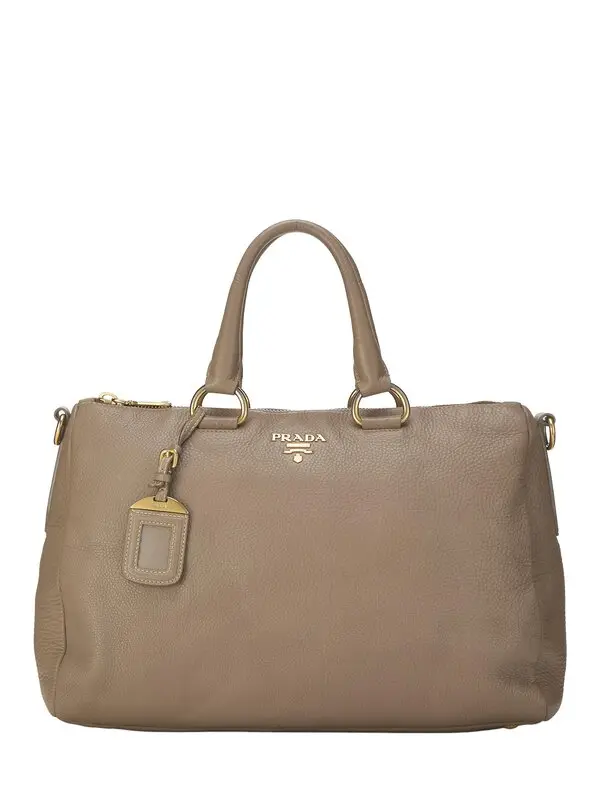 Prada Vitello Daino Boston Bag - Grey
