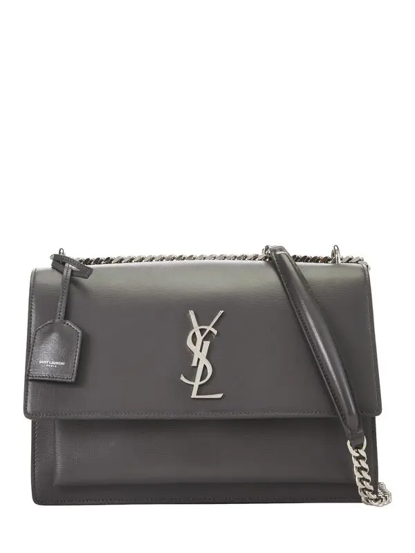 Saint Laurent Calfskin Leather Sunset Shoulder Bag - Grey