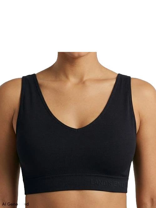 LANDS' END Full Coverage Bra Cotton Comfort Seamless - Black