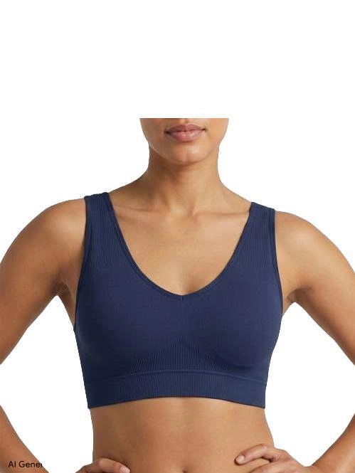 LANDS' END Full Coverage Bra Cotton Comfort Seamless - Navy