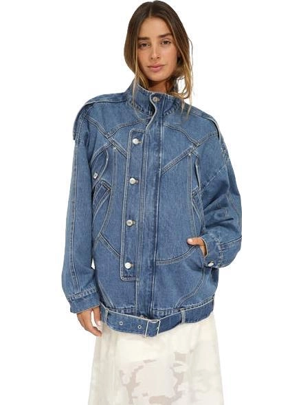 BELLE & BLOOM Downtown Denim Oversized Jacket - Dark Blue