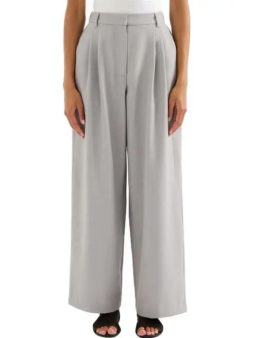 Nude Lucy Elena Pant High Rise Wide Leg Tailored Trousers - Heather Grey