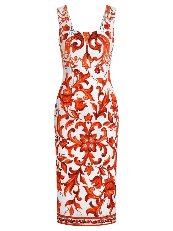 Dolce & Gabbana Majolica-print Charmeuse Dress - Multicolor