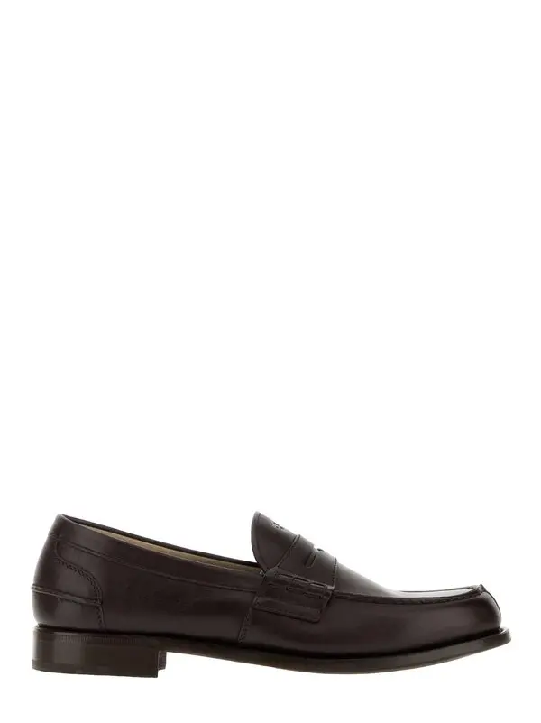 Prada Dark Leather Loafers - Brown