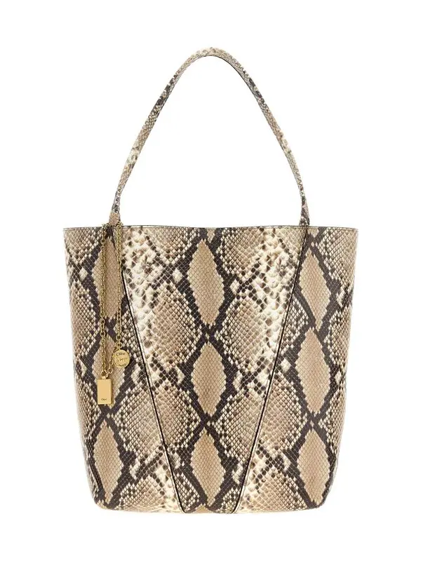 Chloé Printed Leather Spin Shopping Bag - Multicolor