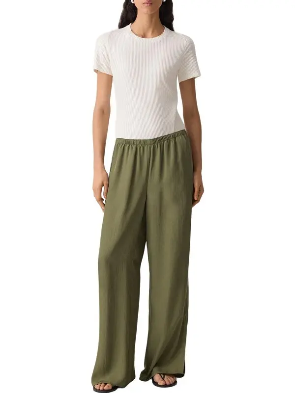Theory Washed Twill Vented Pull-on Pants - Green