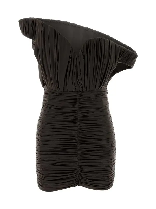 Magda Butrym Ruched One-shoulder Mini Dress - Brown