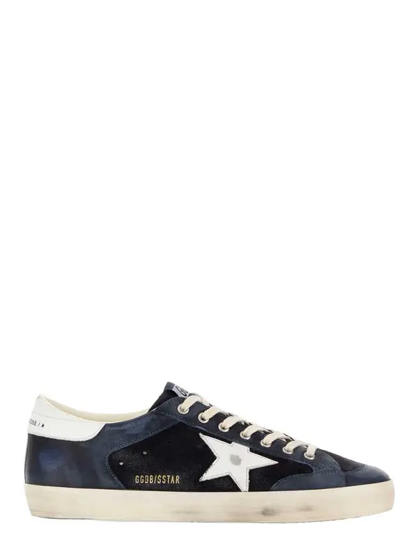 GOLDEN GOOSE Navy Leather And Suede Super Star Sneakers - Blue