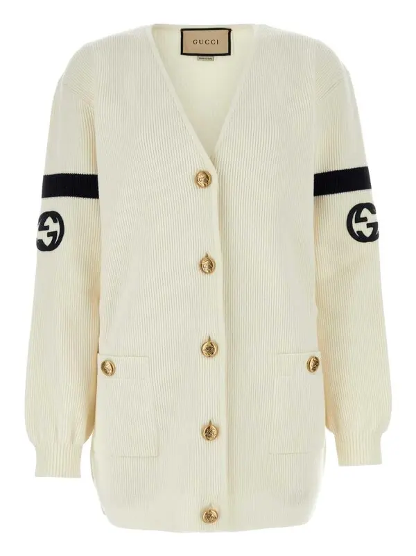 Gucci Ivory Wool Blend Cardigan - White