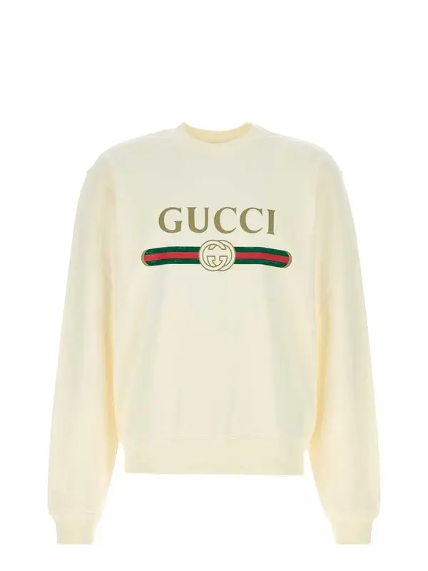 Gucci Cotton Blend Sweatshirt With Logo Detail - White