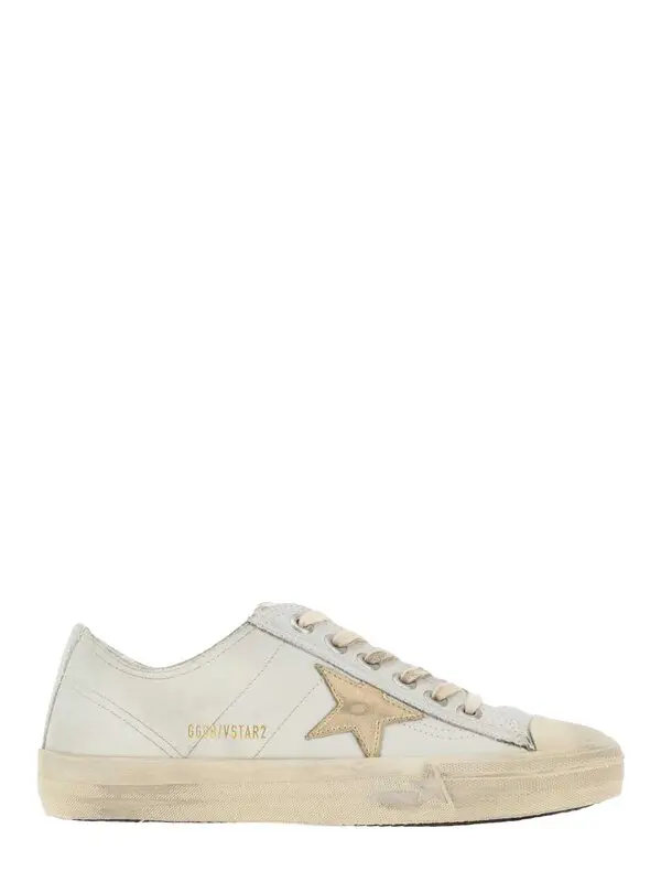 GOLDEN GOOSE White Leather V-star 2 Sneakers - Brown