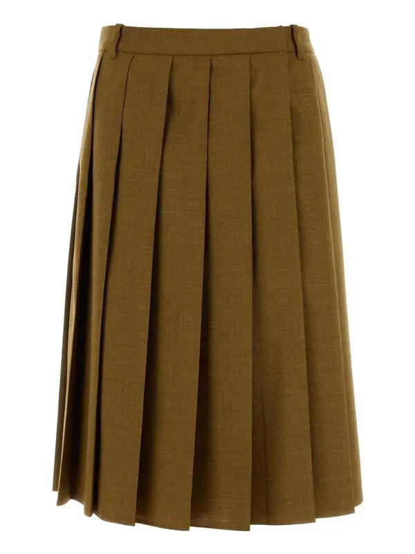 Prada Khaki Wool Skirt - Green