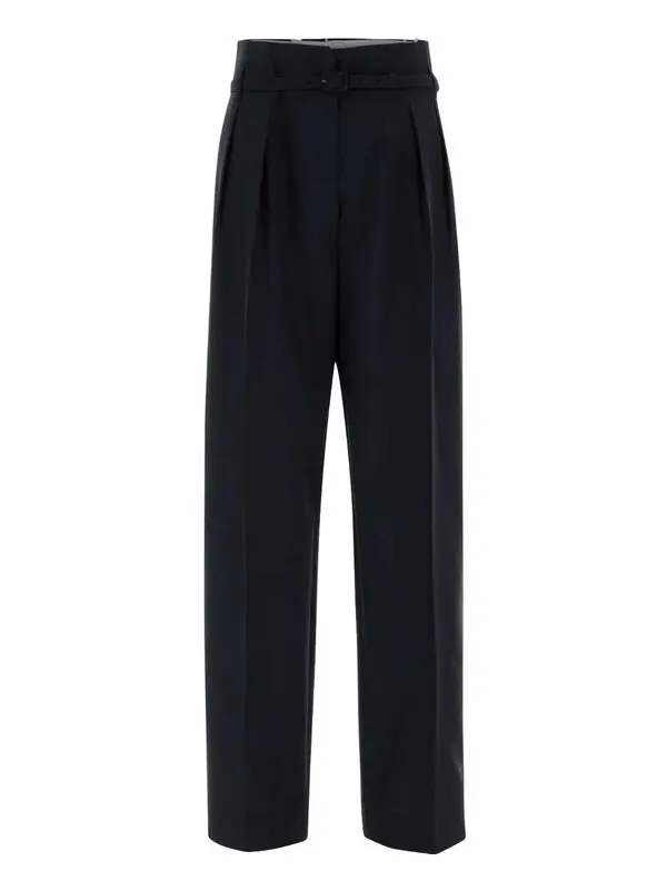 Prada Midnight Wool Blend Palazzo Pants - Blue