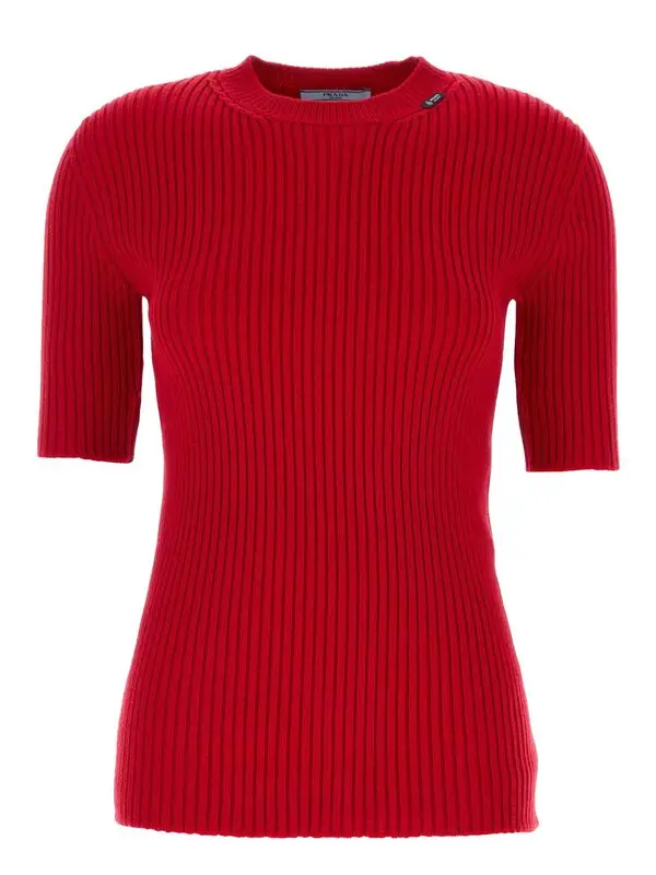 Prada Ribbed Knit Sweater - Red