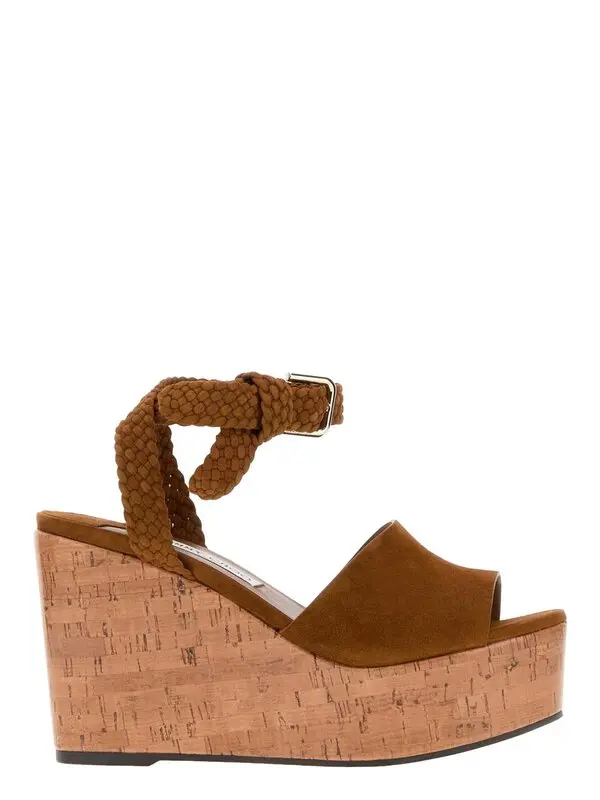 JIMMY CHOO Suede Wedge Sandals - Brown
