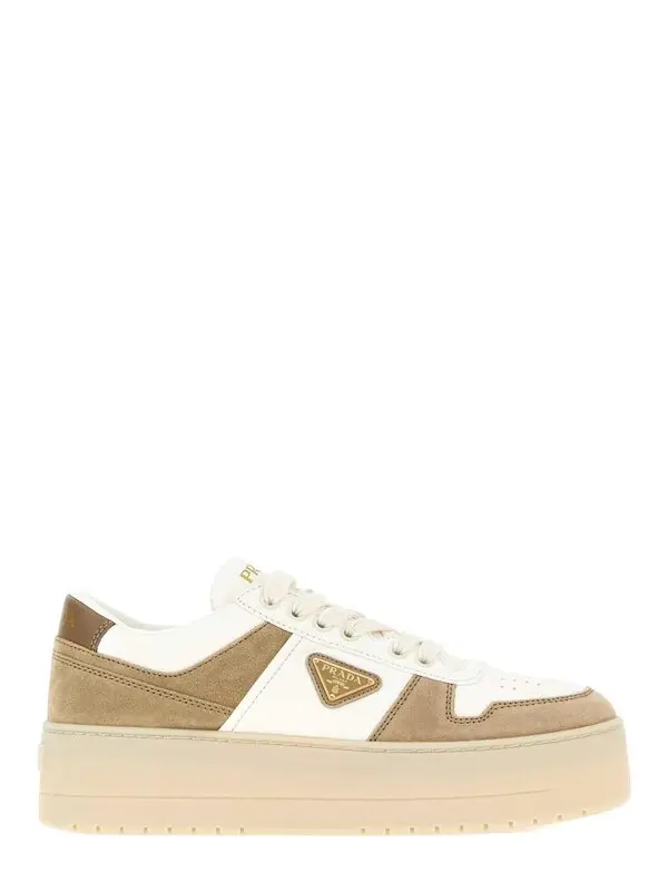 Prada Two-tone Leather And Suede Downtown Bold Sneakers - Multicolor