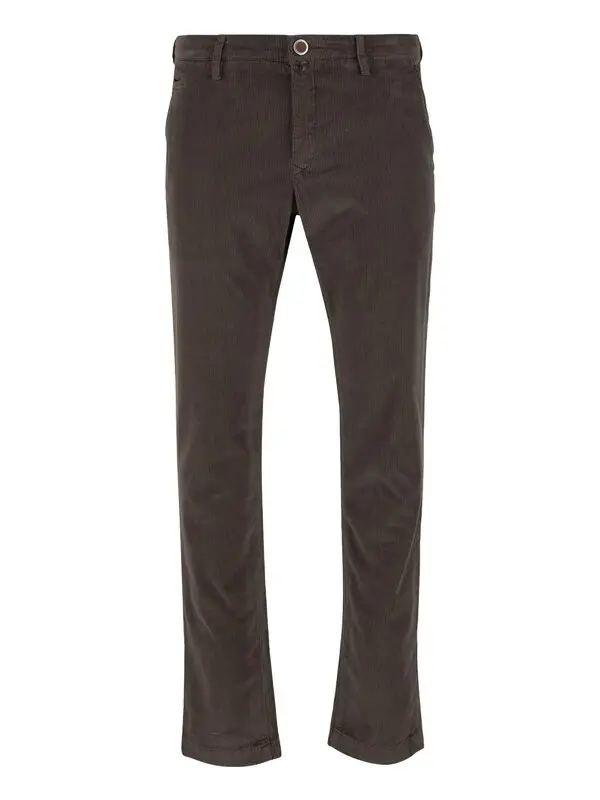 Jacob Cohen Logo Detailed Straight-leg Trousers - Brown