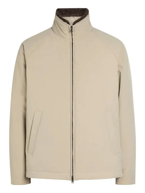 Herno Padded Shell Jacket With Shearling Collar - Ecru