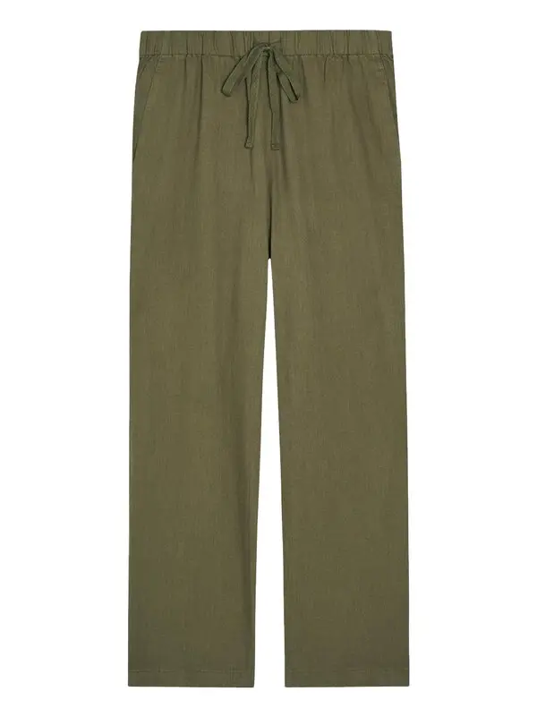 Eileen Fisher Straight-leg Cotton And Linen-blend Trousers - Olive