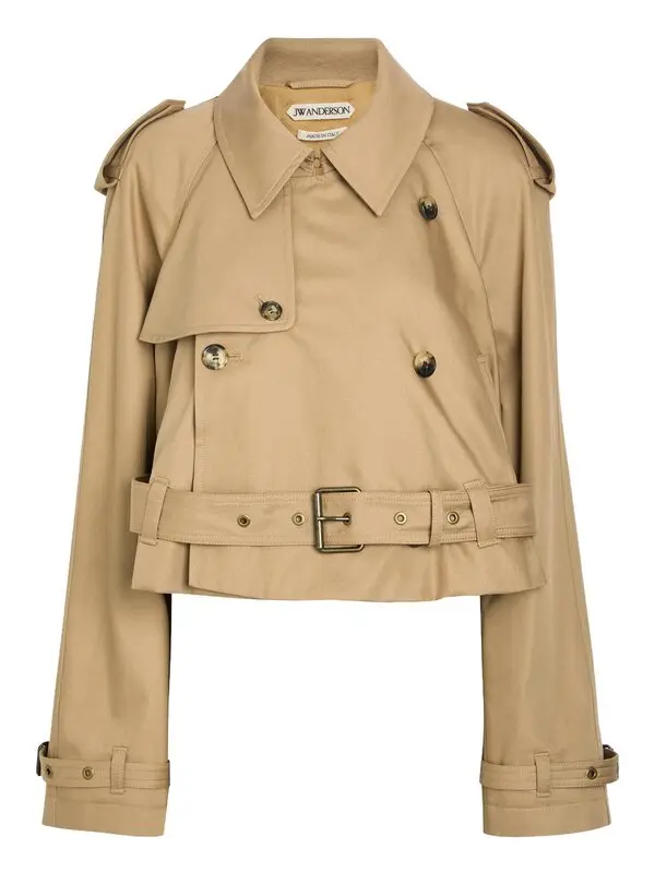 JW Anderson Belted Cropped Cotton Trench Coat - Beige