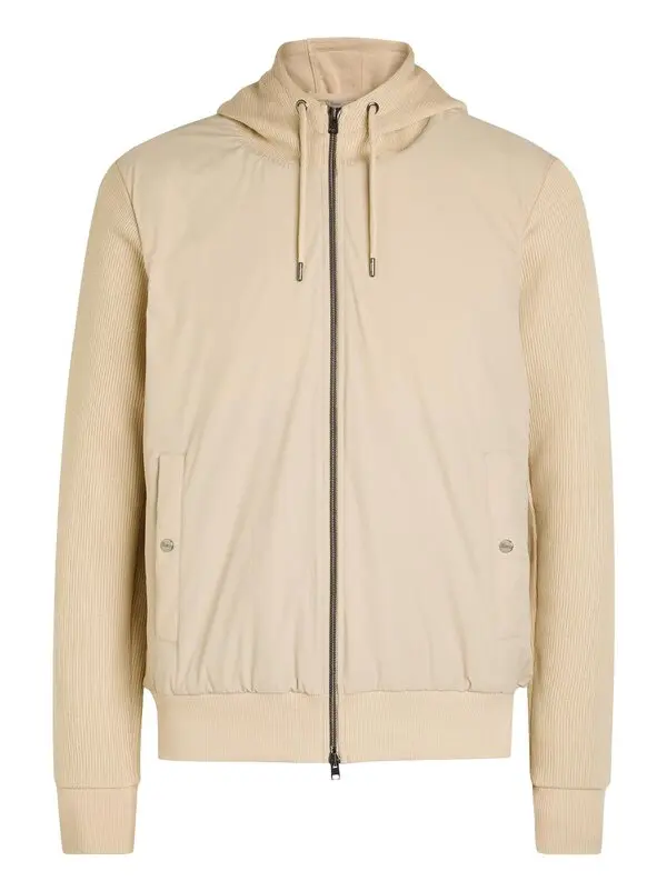 Herno Hooded Padded Stretch Shell And Cotton-knit Jacket - Ecru
