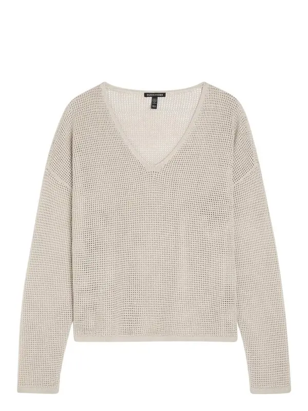 Eileen Fisher Open-knit V-neck Jumper - Grey