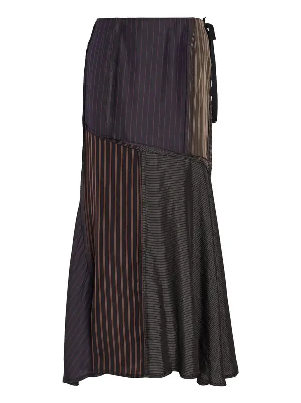 MAISON MARGIELA Panelled Striped Satin Midi Skirt - Multicoloured