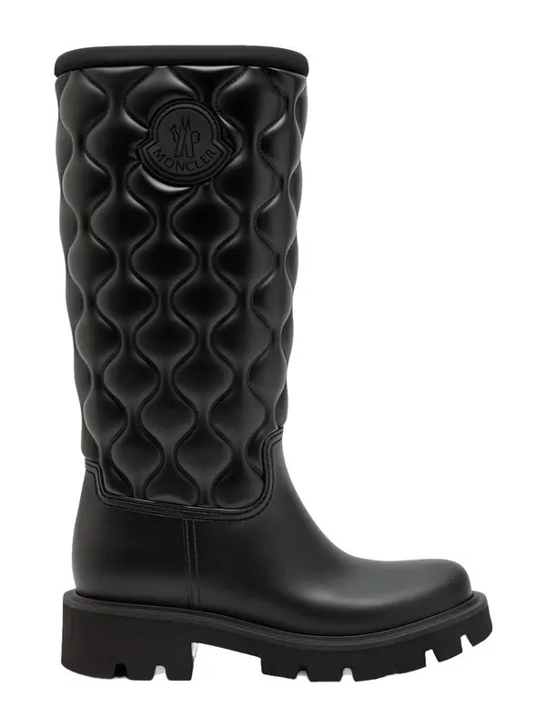 Moncler Kickstream Quilted Rubber Wellington Boots - Black