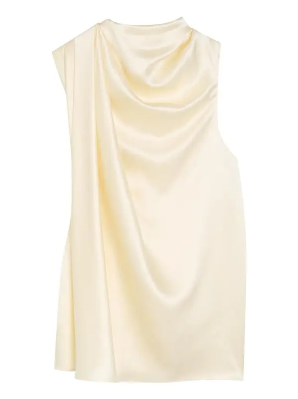 HEIRLOME Draped Silk High-neck Top - Ivory