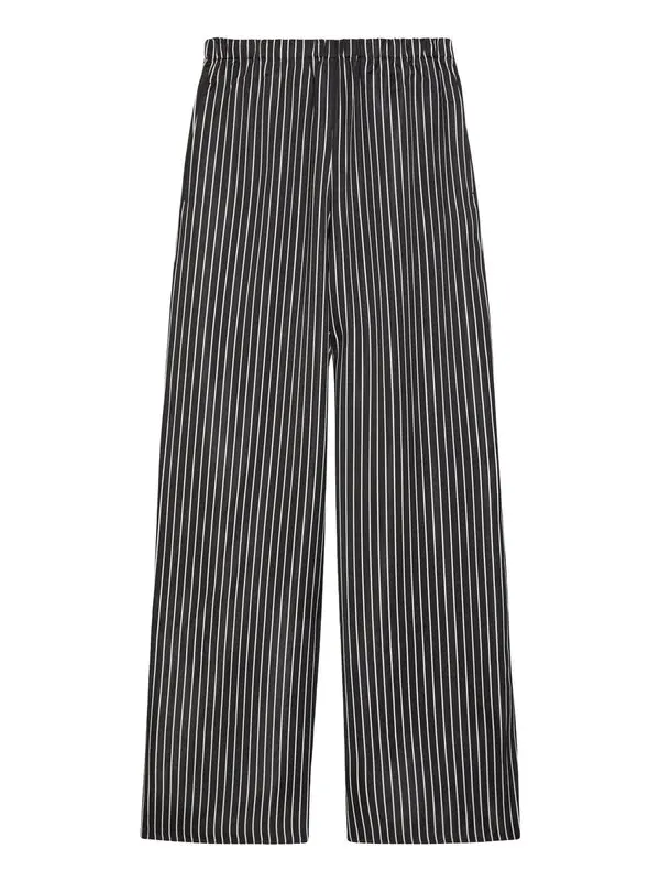 Maria Mcmanus Striped Wide-leg Satin Trousers - Black