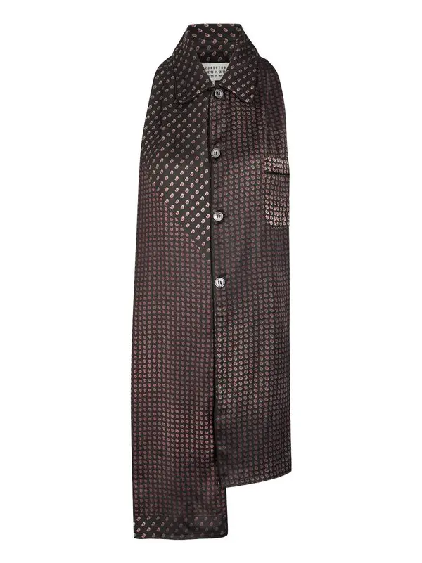 MAISON MARGIELA Paisley Print Backless Satin Top - Black