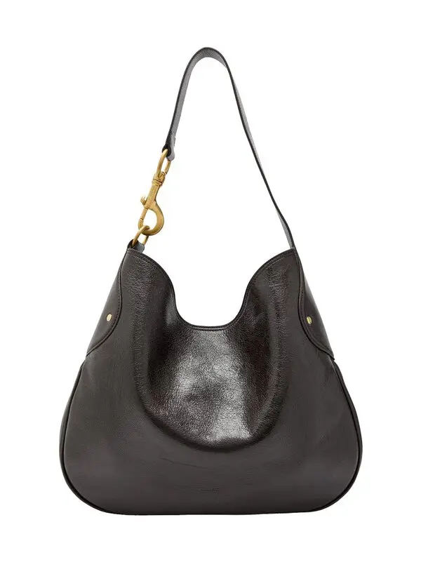 Mulberry Hackney Shoulder Bag In Glossed Grained Leather - Brown