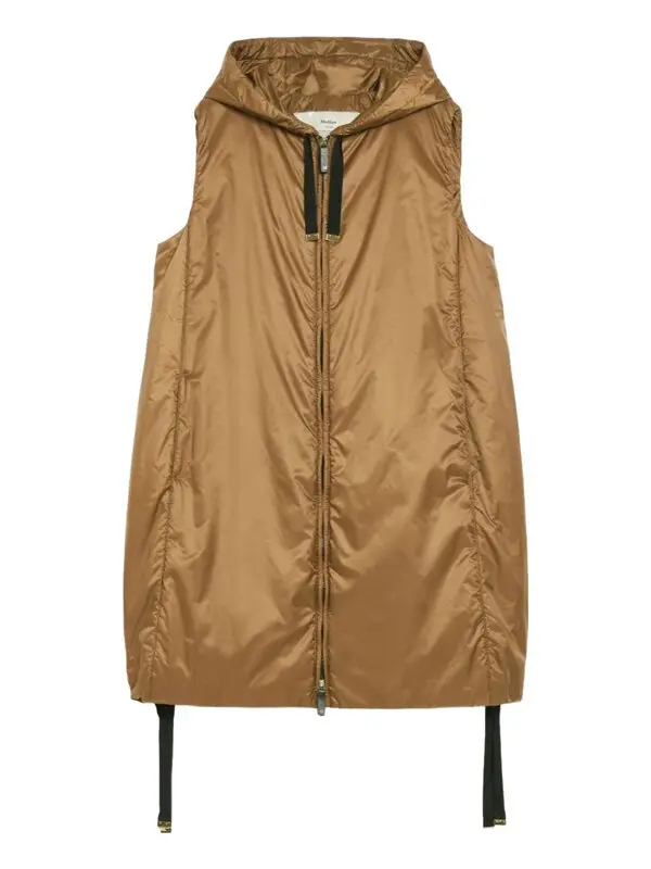 Max Mara Sleeveless Hooded Puffer Jacket - Caramel
