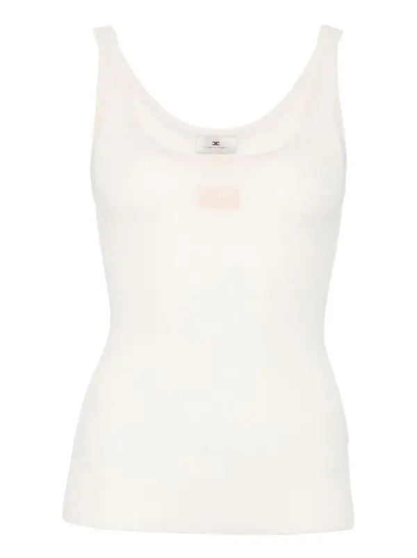 Elisabetta Franchi Ribbed-knit Logo Patch Vest - White