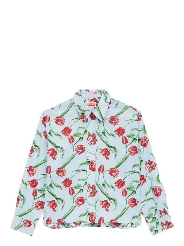 Kenzo Tulip Cotton Poplin Shirt - Light Blue