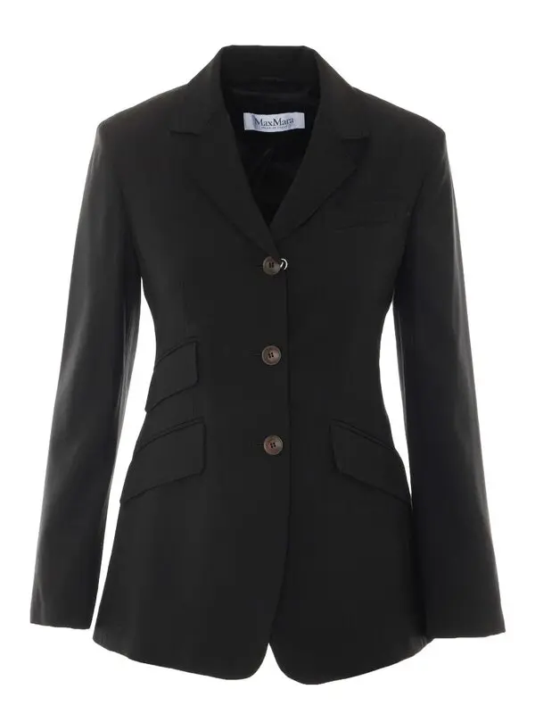 Max Mara Notch Lapel Long-sleeve Jacket - Black