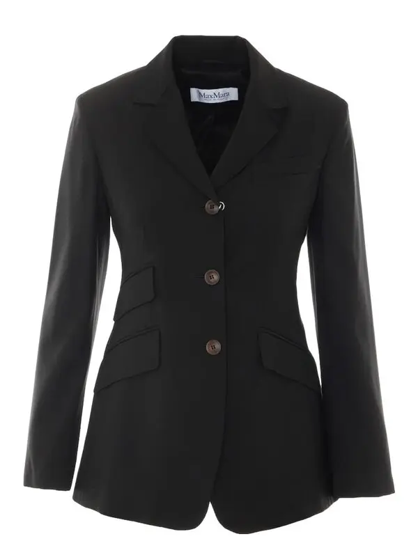 Max Mara Notch Lapel Long-sleeve Jacket - Black